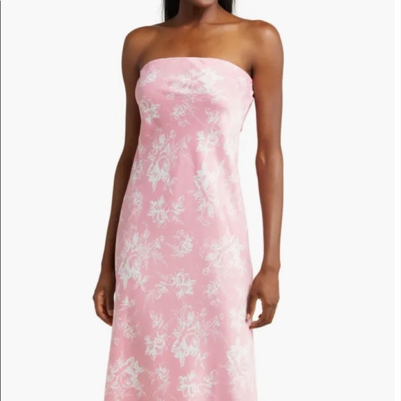 Wayf | Dresses | Madelyn Floral Strapless Satin Cocktail Dress | Poshmark